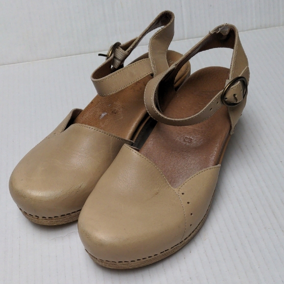 Dansko | Shoes | Dansko Sam Tan Leather Mary Jane Clogs Size 388 | Poshmark
